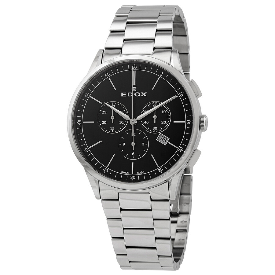 Edox Chronograph Quartz Black Dial Watch 10236 3M NIN 7640174542765 ...