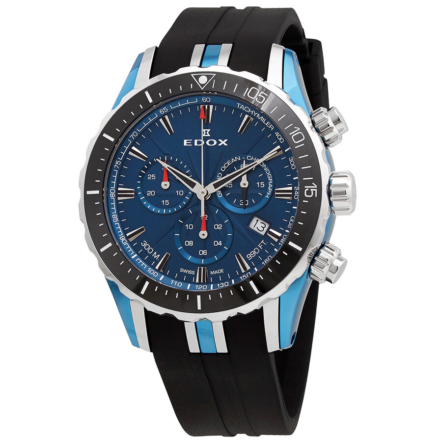 Edox Chronograph Quartz Blue Dial Men's Watch 10248 357BU BUIN ...