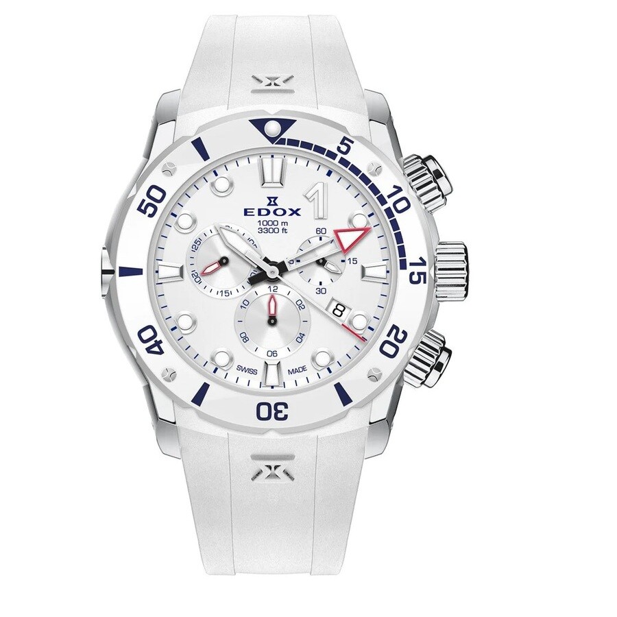 Edox CO-1 Chronograph Quartz White Dial Men's Watch 10242 TINB BBUINR - Watches, Co-1 - Jomashop