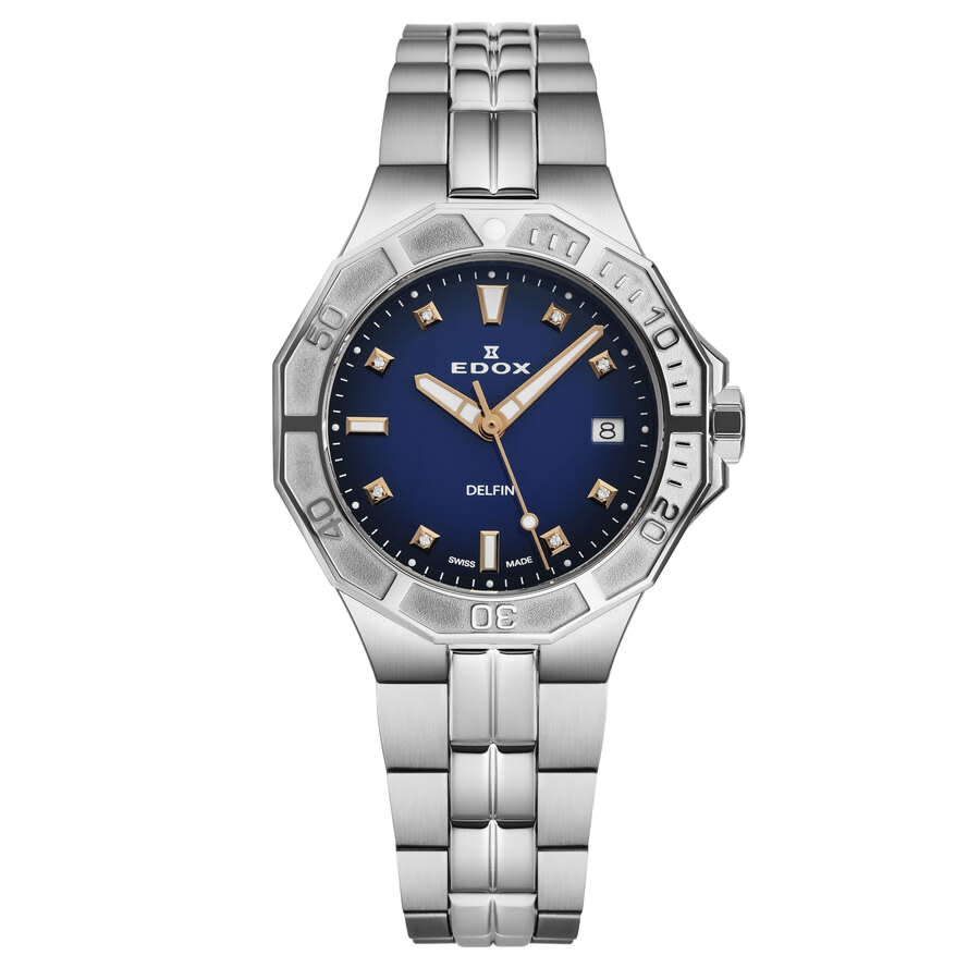 Edox Delfin Blue Dial Ladies Watch 53020 3M BUDDR - Watches, Delfin ...