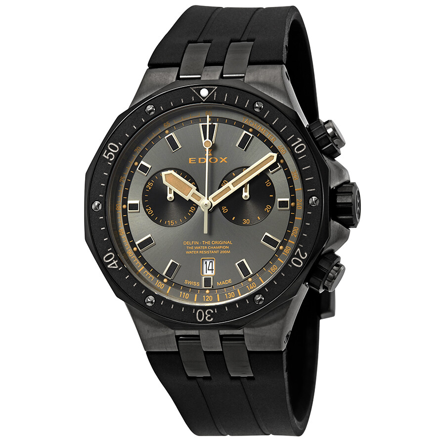 Edox Delfin Chronograph Black Dial Men's Watch 10109 357GNCA NINB ...