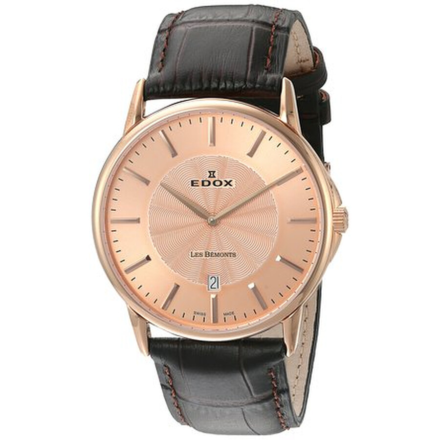 Edox Les Bemonts Rose Gold Dial Men's Watch 56001 37R ROIR - Watches ...
