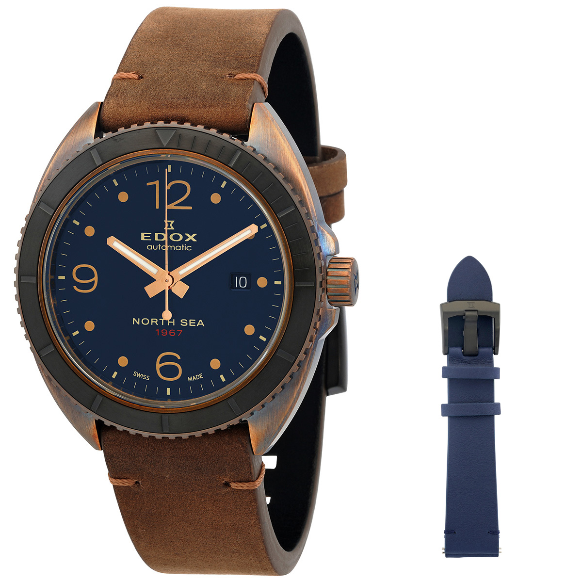 Edox North Sea Limited Edition Automatic Blue Dial Men's Watch 80118 ...