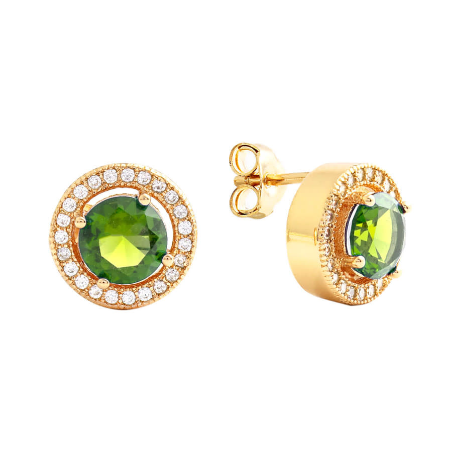 Elegant Confetti Women's 18K Yellow Gold Plated Light Green CZ ...