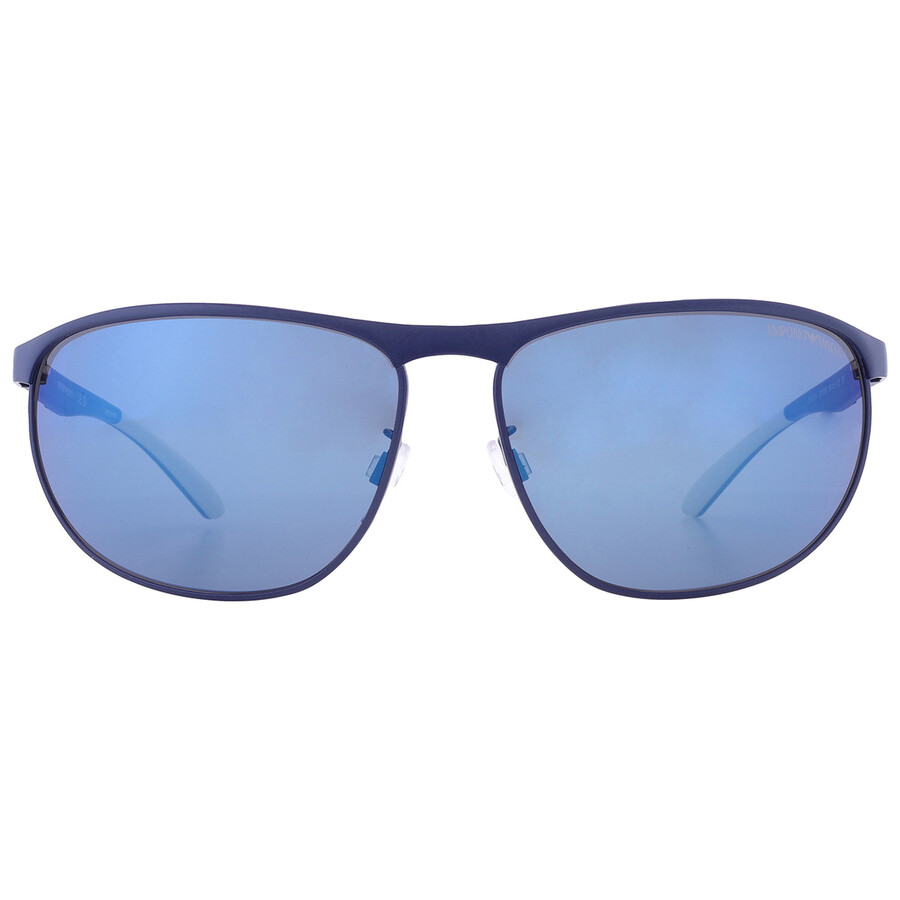 Emporio Armani Blue Mirrored Blue Square Men's Sunglasses EA2124 301855 64 8056597622455 ...