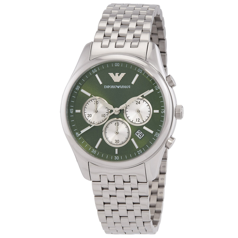 Emporio Armani Chronograph Quartz Diamond Green Dial Men's Watch ...