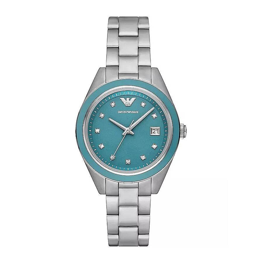 Emporio Armani Leo Quartz Crystal Blue Dial Ladies Watch AR11545 ...