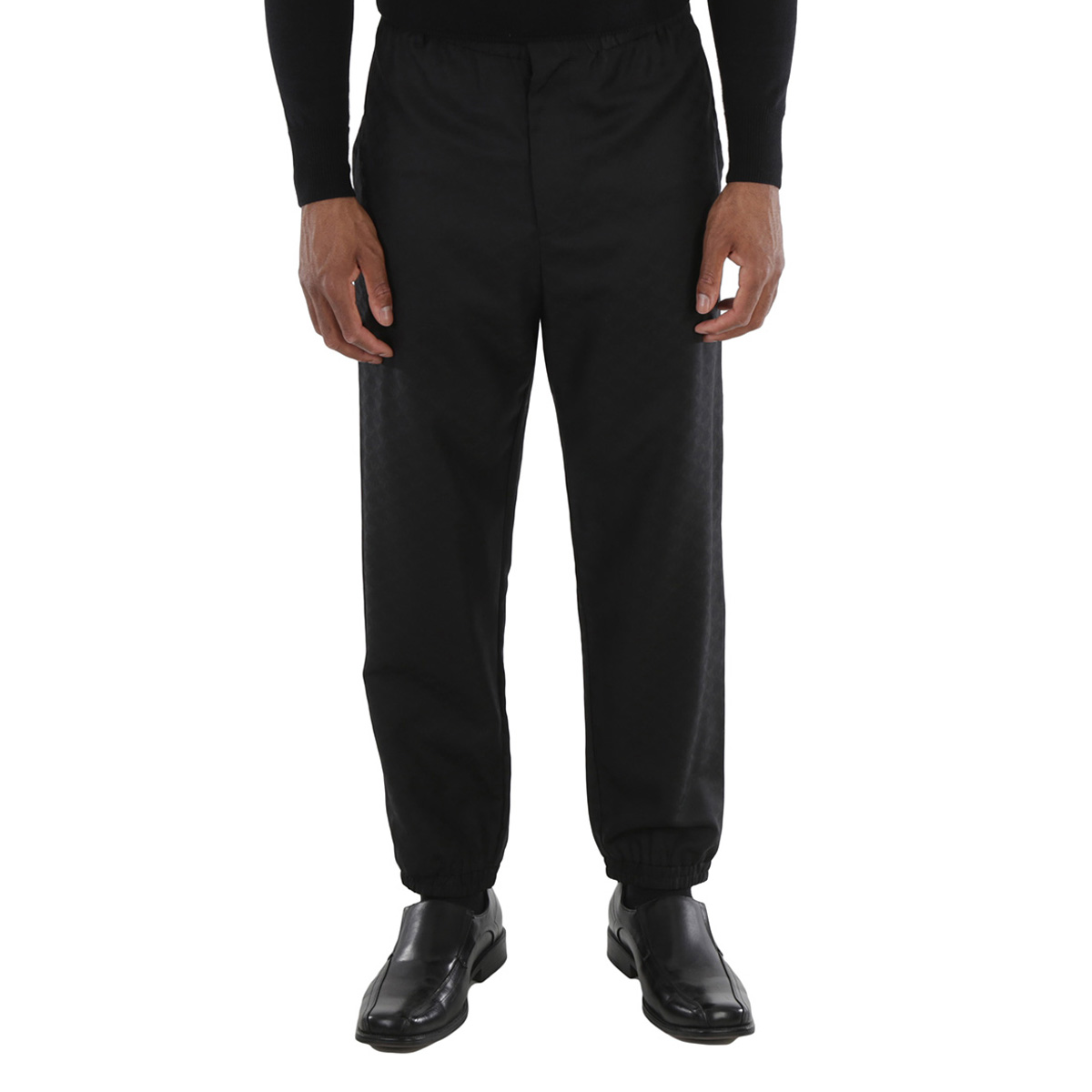 Emporio Armani Men's Black Monogram-Print Tapered Trousers, Brand Size ...