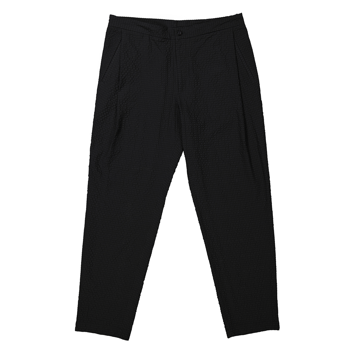 Emporio Armani Men's Black Nylon Seersucker Trousers, Brand Size 52 ...