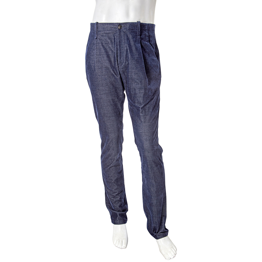 Emporio Armani Men's Navy Baby Cord Pleet Chino Pants , Brand Size 52 ...