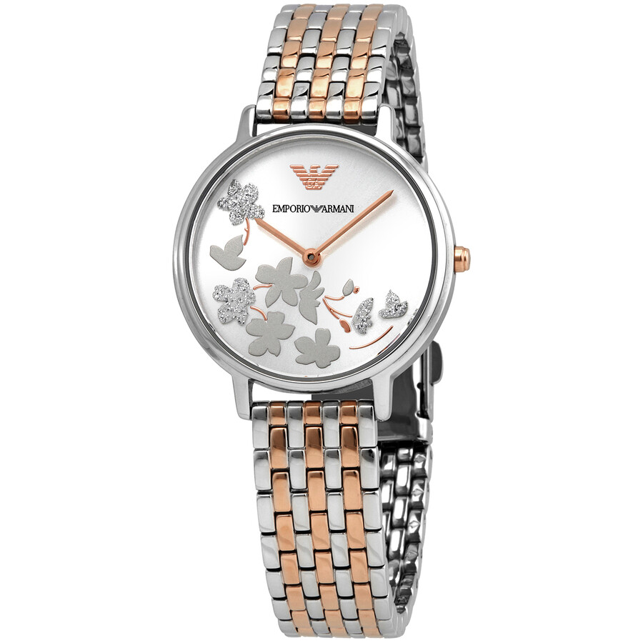 Emporio Armani Quartz Silver Dial Two-tone Ladies Watch AR11113 ...