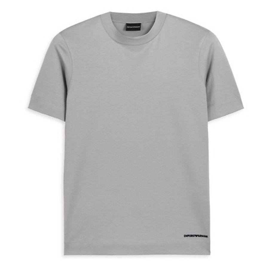 Emporio Armani Velour Logo Lettering Cotton T-Shirt, Size Medium 6D1TM4 ...