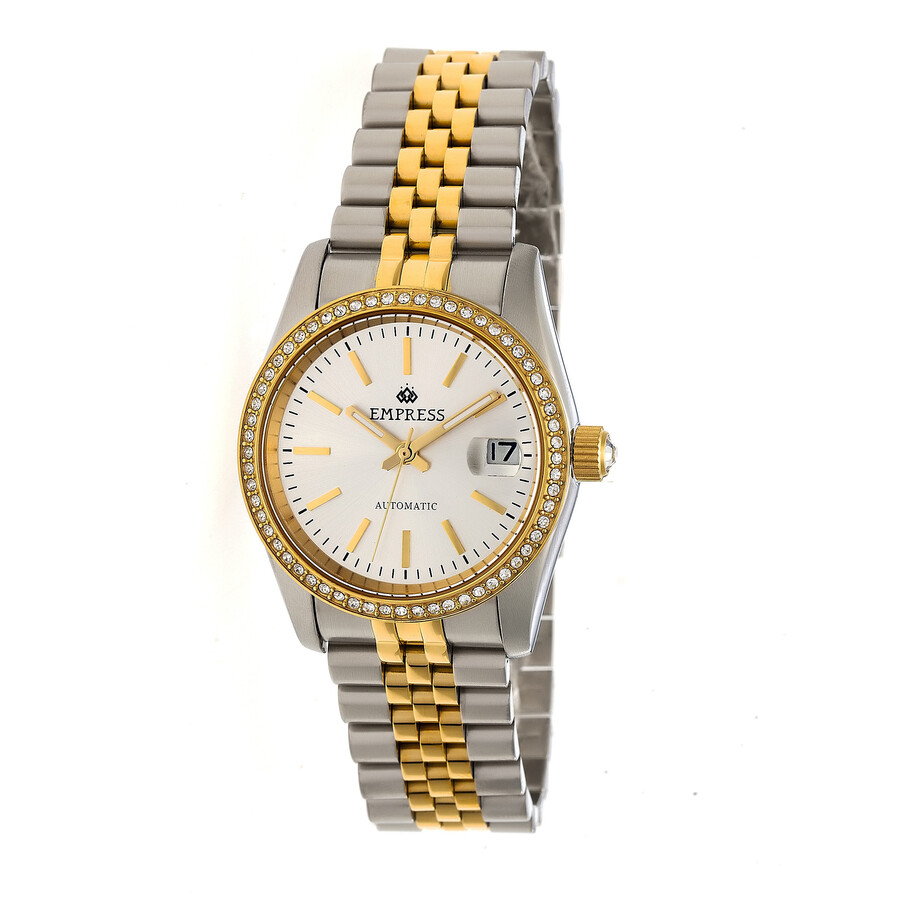 Empress Constance Automatic Crystal Silver Dial Ladies Watch EMPEM1505 ...