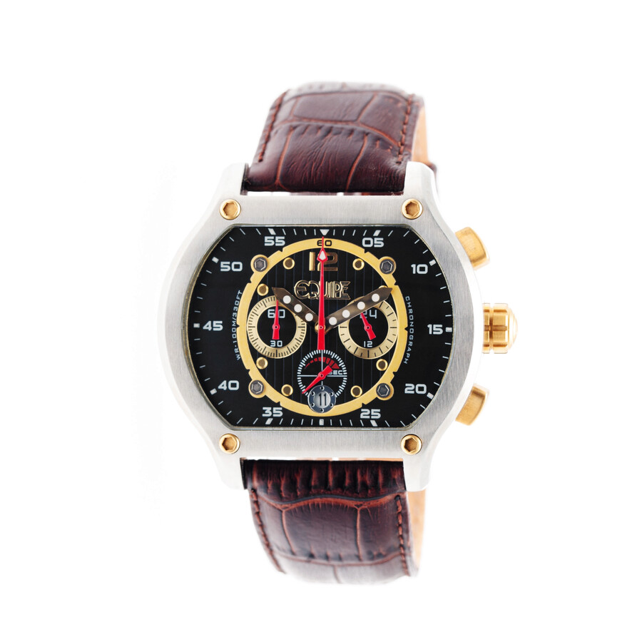 Equipe Dash Chronograph Black Dial Brown Leather Men's Watch E717 ...