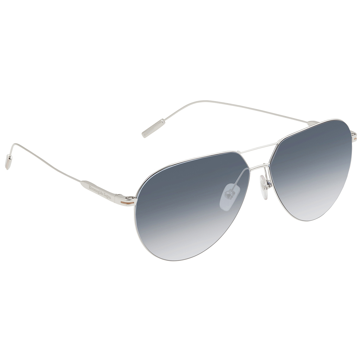 Zegna Ermenegildo Zegna Silver Gradient Blue Mirrored Pilot Men's ...