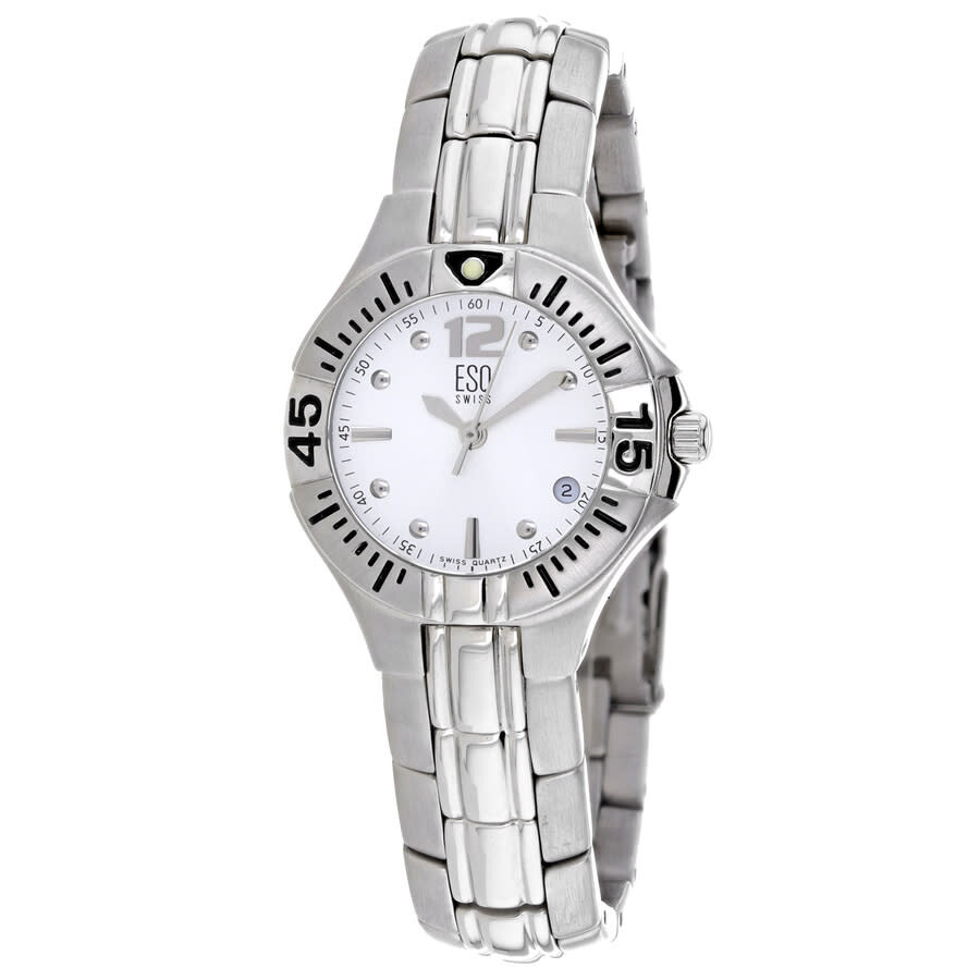 Esq By Movado Silver Stainless Steel Silver Dial White Dial Ladies ...