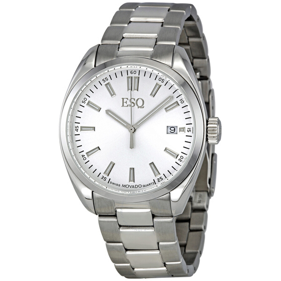 Esq By Movado Sport Classic Silver Dial Stainless Steel Men's Watch ...