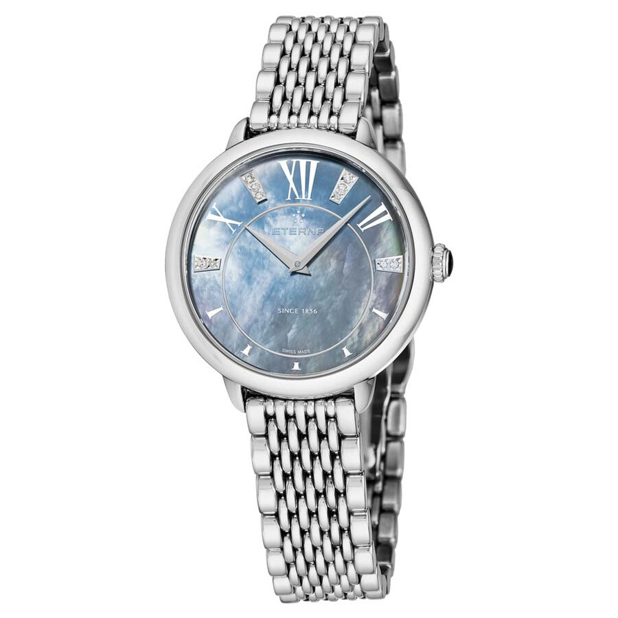 Eterna Eternity Quartz Diamond Blue Mother of Pearl Dial Ladies Watch ...