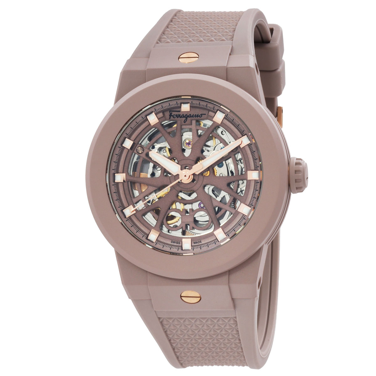 Ferragamo F-80 Automatic Taupe Skeleton Dial Men's Watch SFKG00123 ...