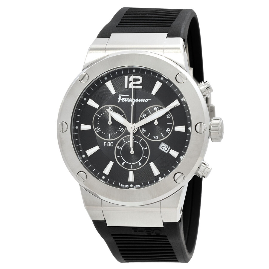 Ferragamo F-80 Chronograph Quartz Black Dial Men's Watch SFEX00523 ...