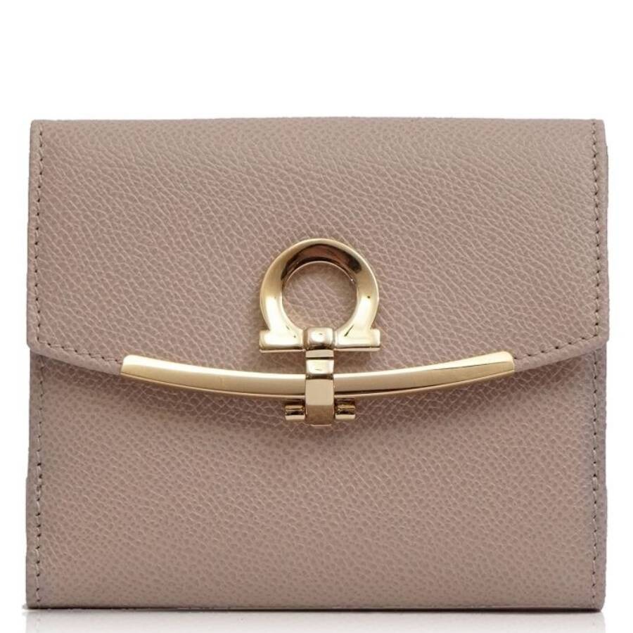 Ferragamo Light Beige Calf Leather Gancini French Wallet 22C877 673996 ...