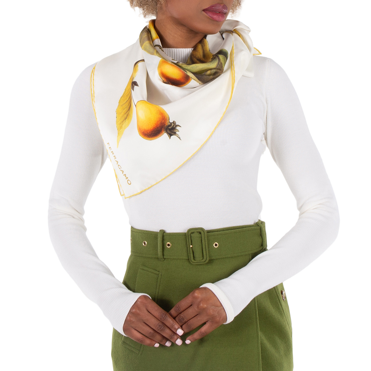 Ferragamo Persimmon Print Silk Sqaure Scarf 310155 771192 8056283518208 ...