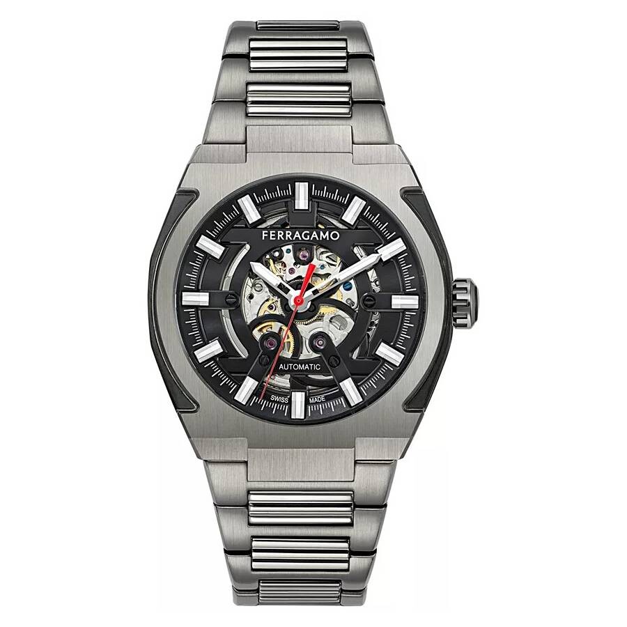 Ferragamo Supreme Skeleton Automatic Black Dial Men's Watch SFTA00224 ...