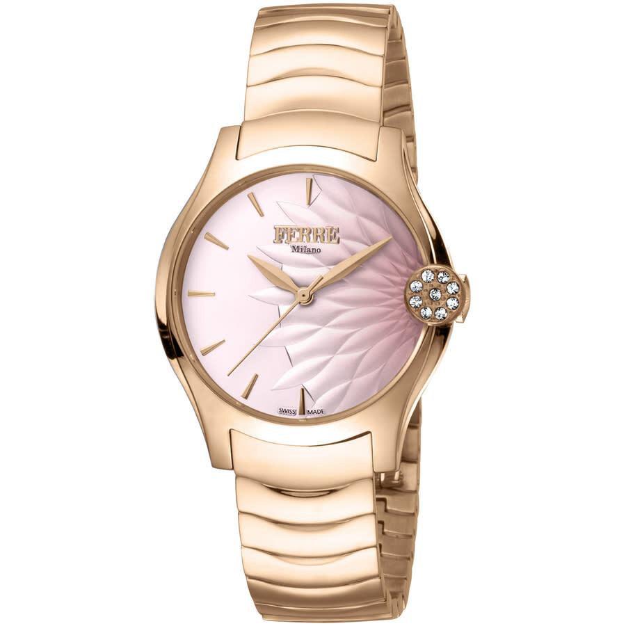 Ferre Milano Classic Quartz Pink Dial Ladies Watch FM1L121M0081 ...