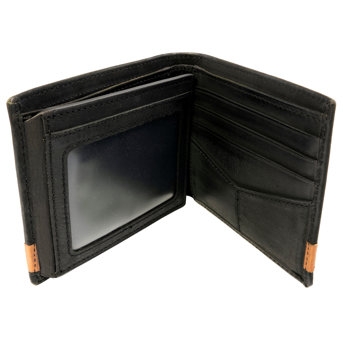 Fossil Black Leather Quinn Flip ID Bifold Wallet - Fado.vn