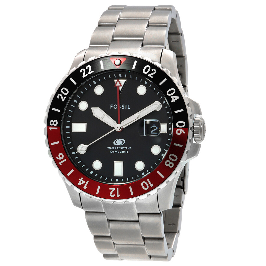Fossil Blue Gmt Quartz Black Dial Coke Bezel Men's Watch FS6092 ...