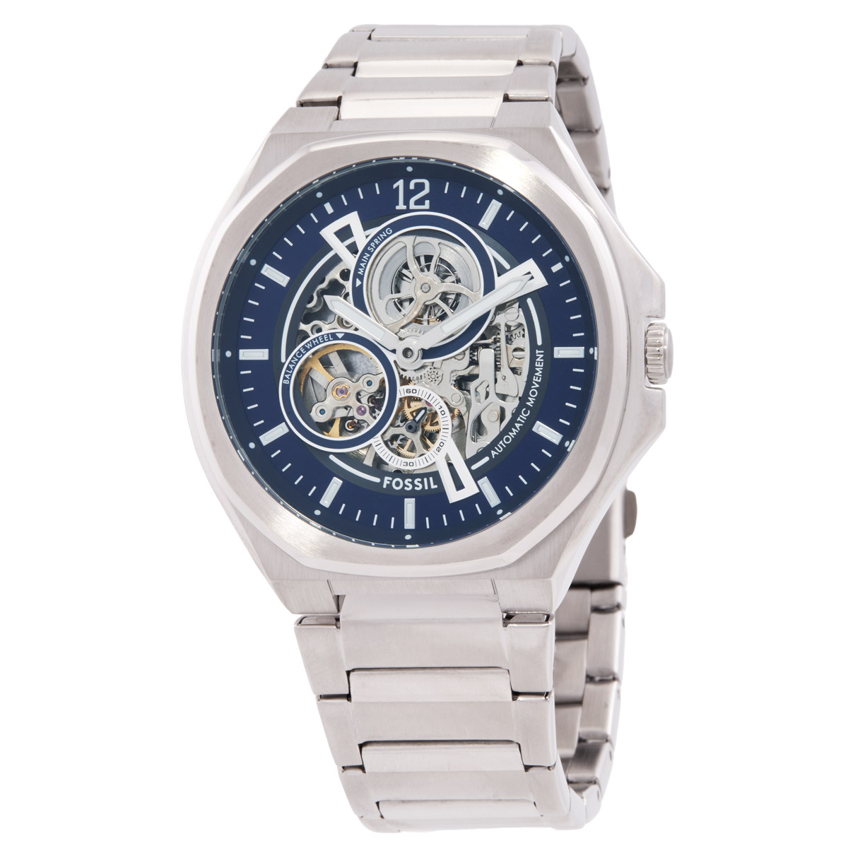 Fossil Evanston Automatic Blue Skeleton Dial Men's Watch BQ2620 ...
