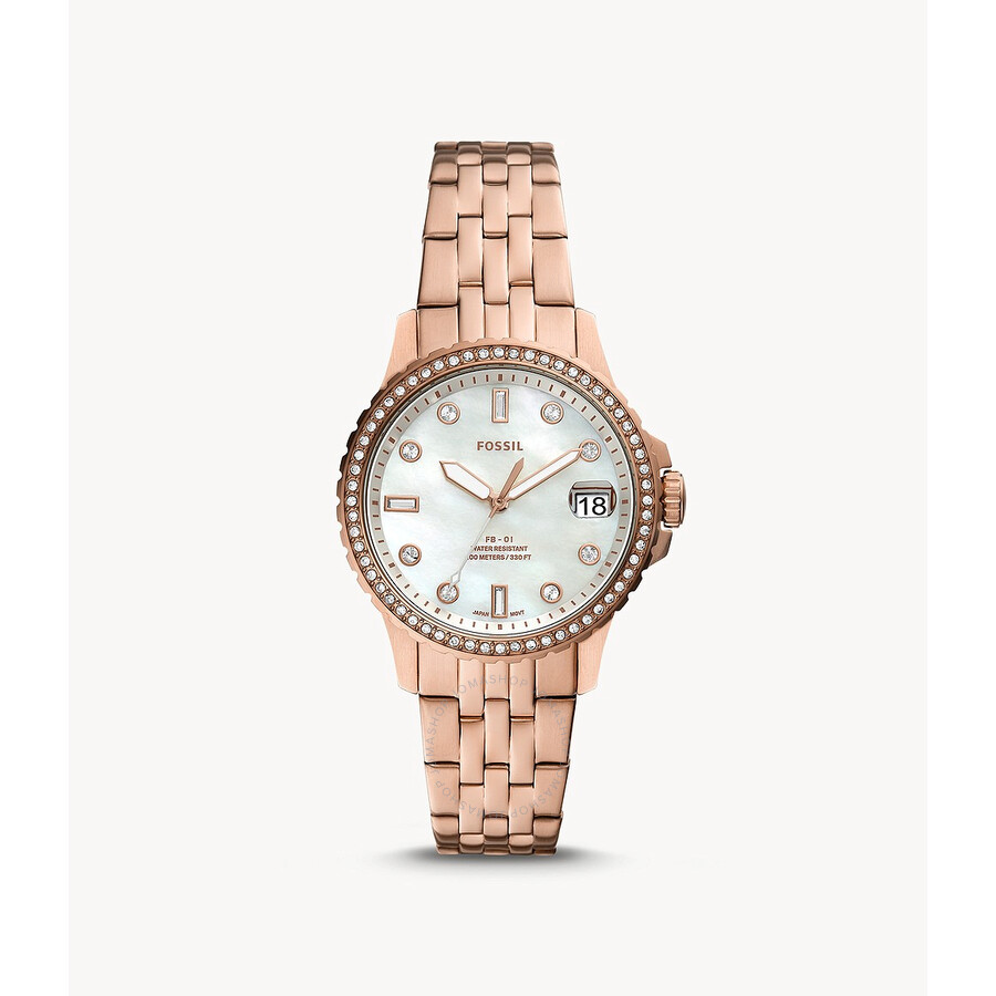 Fossil FB-01 Quartz Crystal Mother of Pearl Dial Ladies Watch ES4995 796483522947 - Watches, Fb ...