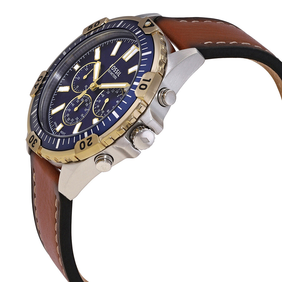 Fossil Garrett Chronograph Quartz Blue Dial Watch FS5625 - Fado.vn