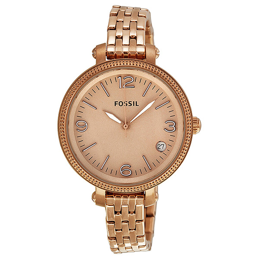 Fossil Heather Mid-Size Rose Dial Rose Gold-tone Ladies Watch ES3182 ...