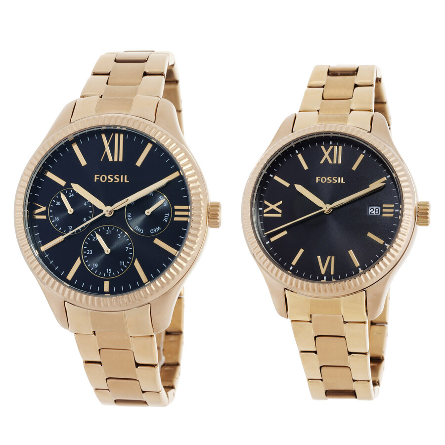 Fossil His and Hers Quartz Black Dial Watch Set BQ2829SET 796483632929 - Watches - Jomashop