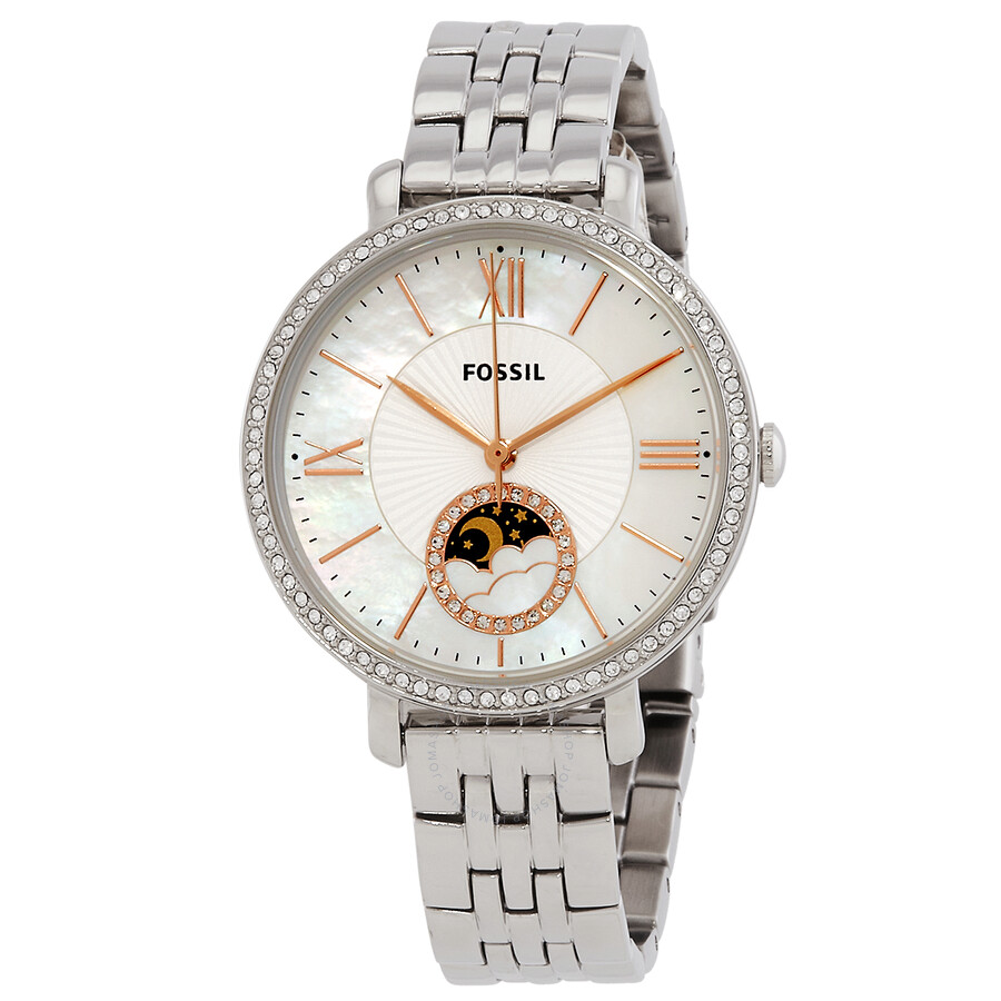 Fossil JACQUELINE Quartz Crystal White Mother of Pearl Dial Ladies ...