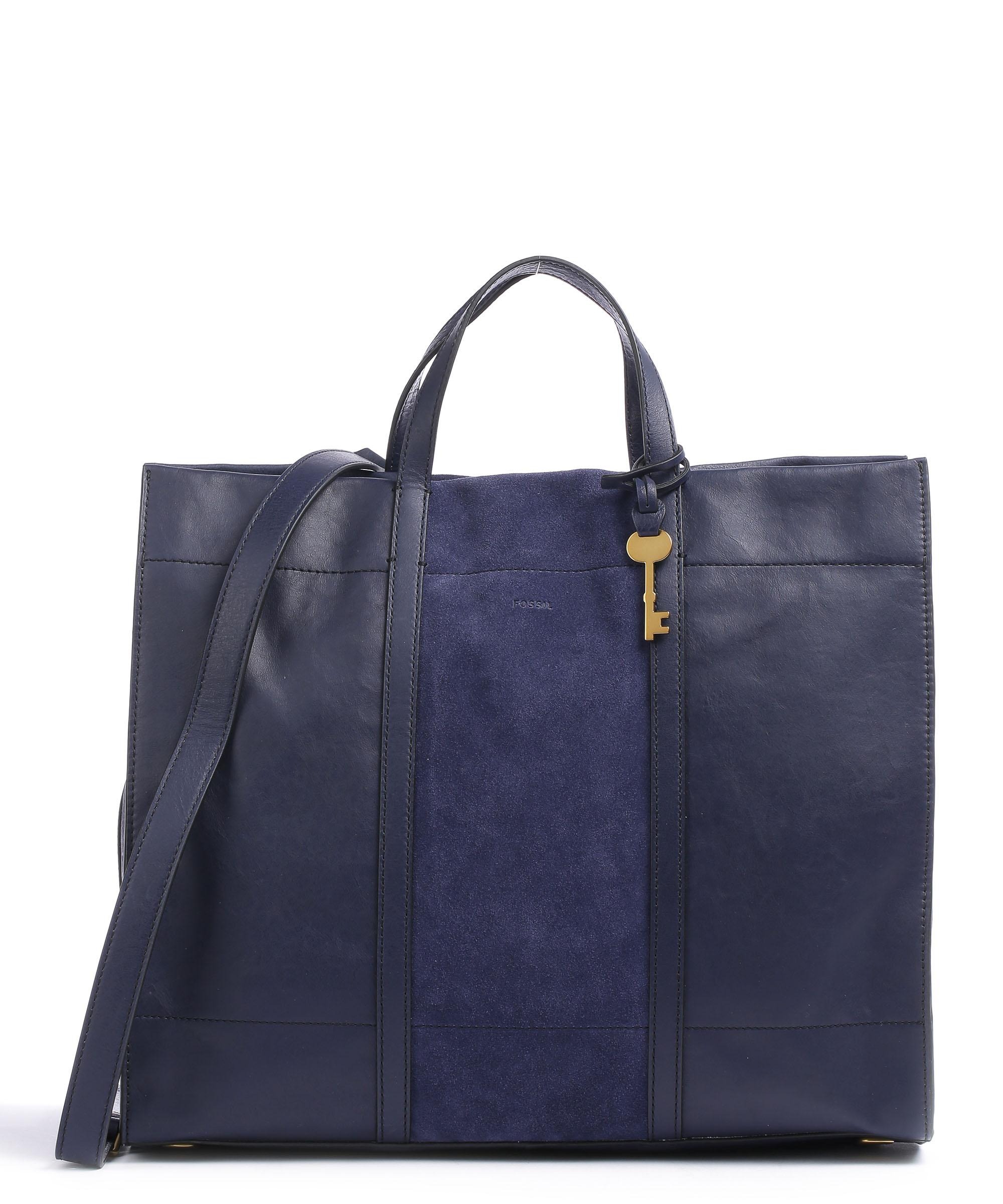 Fossil Ladies Carmen Leather Tote Tote In Blue ZB1447545 723764627329 ...