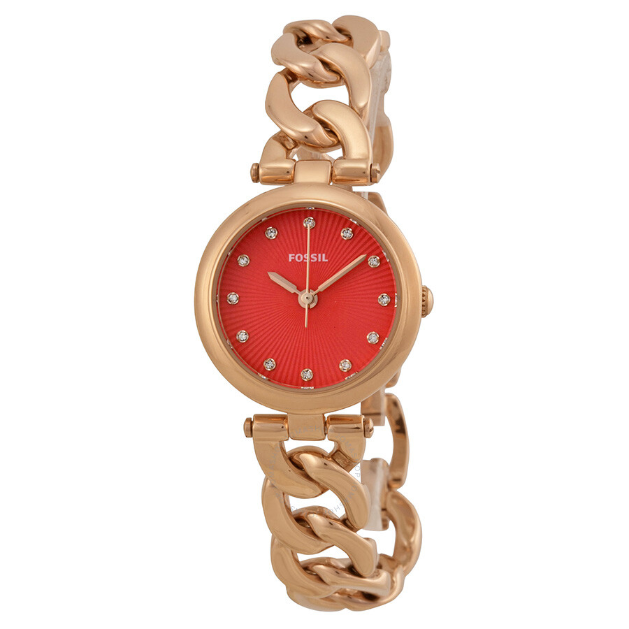 Fossil Olive Red Dial Rose Gold-tone Ladies Watch ES3581 796483103474 ...