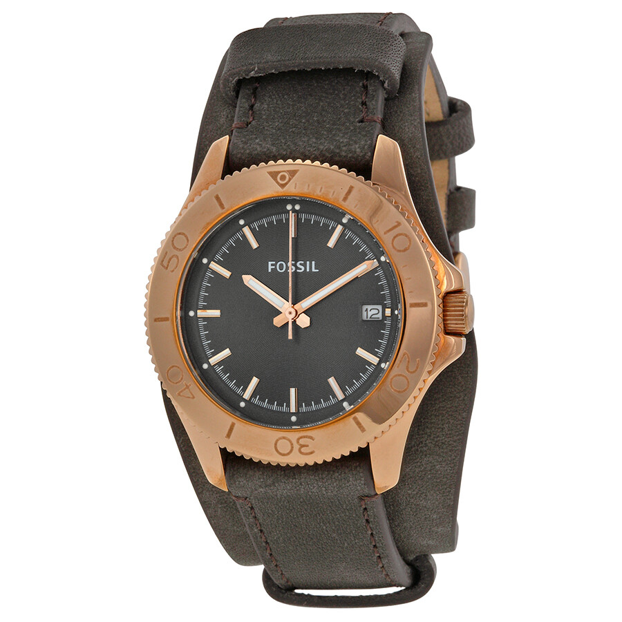 Fossil Retro Traveler Grey Dial Rose Gold-Tone Steel Ladies Watch ...