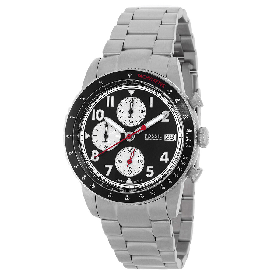 Fossil Sport Tourer Chronograph Quartz Black Dial Men's Watch FS6045 ...