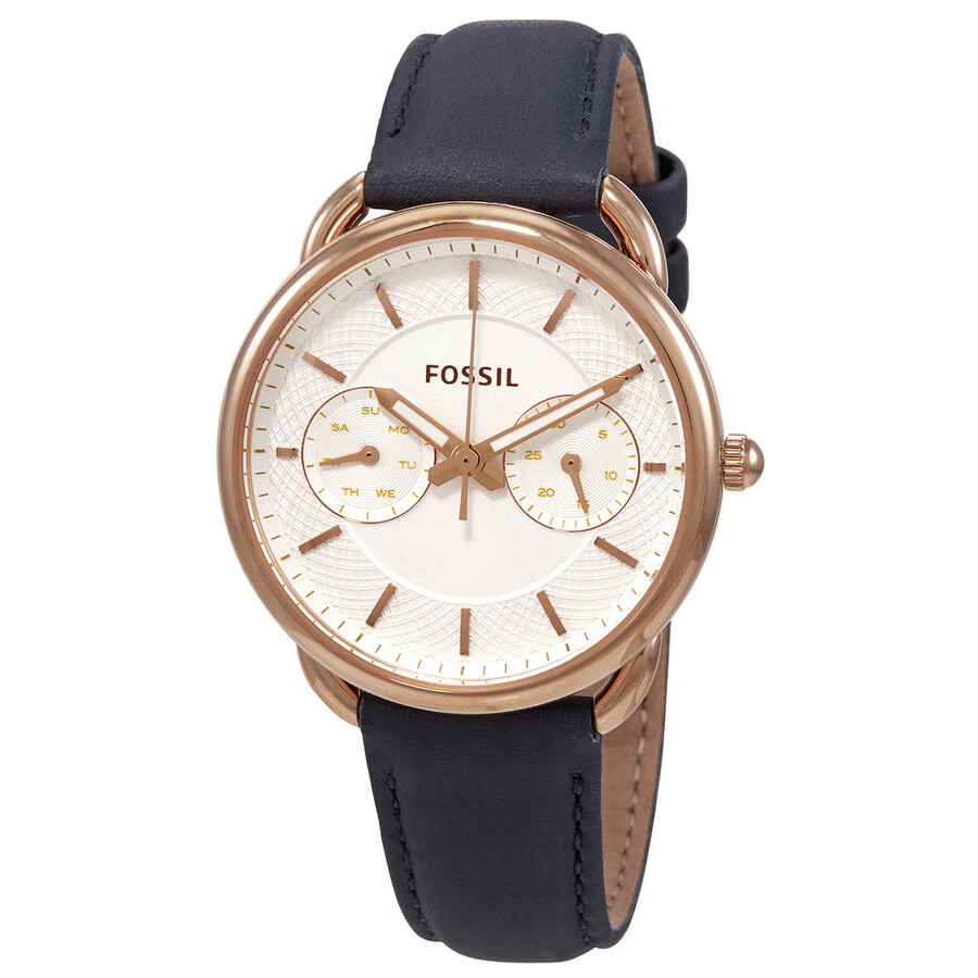 Fossil Tailor White Dial Navy Leather Ladies Watch ES4260 796483342217 ...