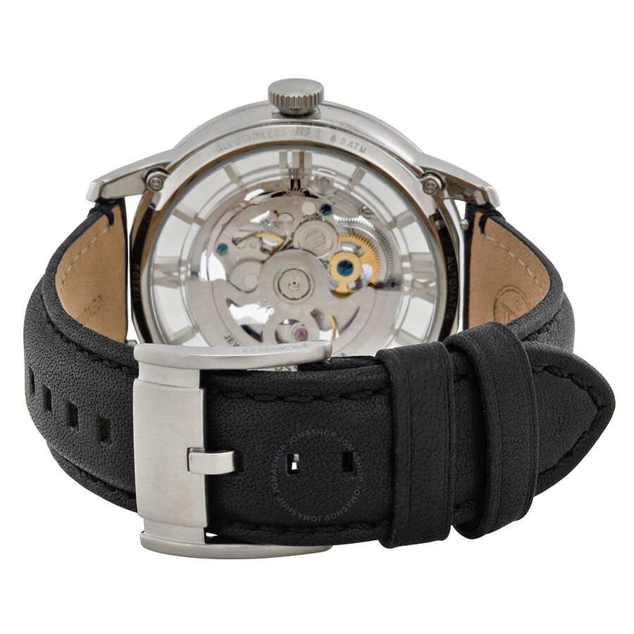 Fossil Townsman Automatic See Through Dial Black Leather Men's Watch ...