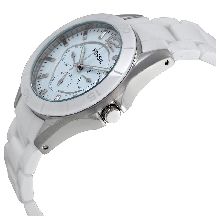 Fossil White Ceramic White Dial Ladies Watch CE1002 - Riley - Fossil ...
