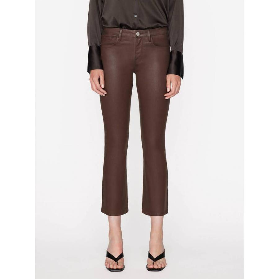 Frame Ladies Le Crop Mini Boot Coated Jeans Dark Chocolate, Size 26 ...