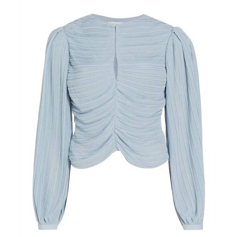Frame Ladies Pleated Billow Sleeve Top Chambray Blue, Size Large 127077 ...