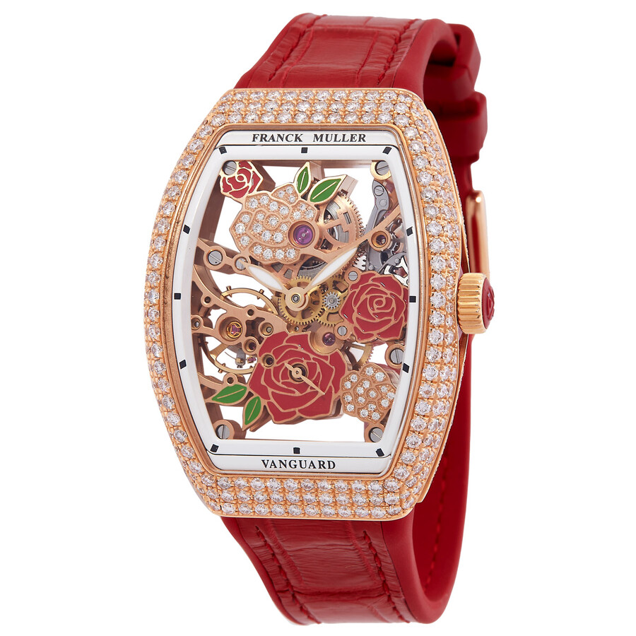 Franck Muller Vanguard Rose Skeleton Hand Wind Ladies Watch V 32 S6 SQT ...