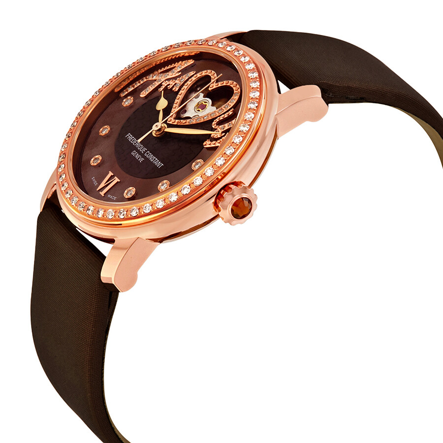 Frederique Constant Brown Dial Diamond Automatic Ladies Watch ...