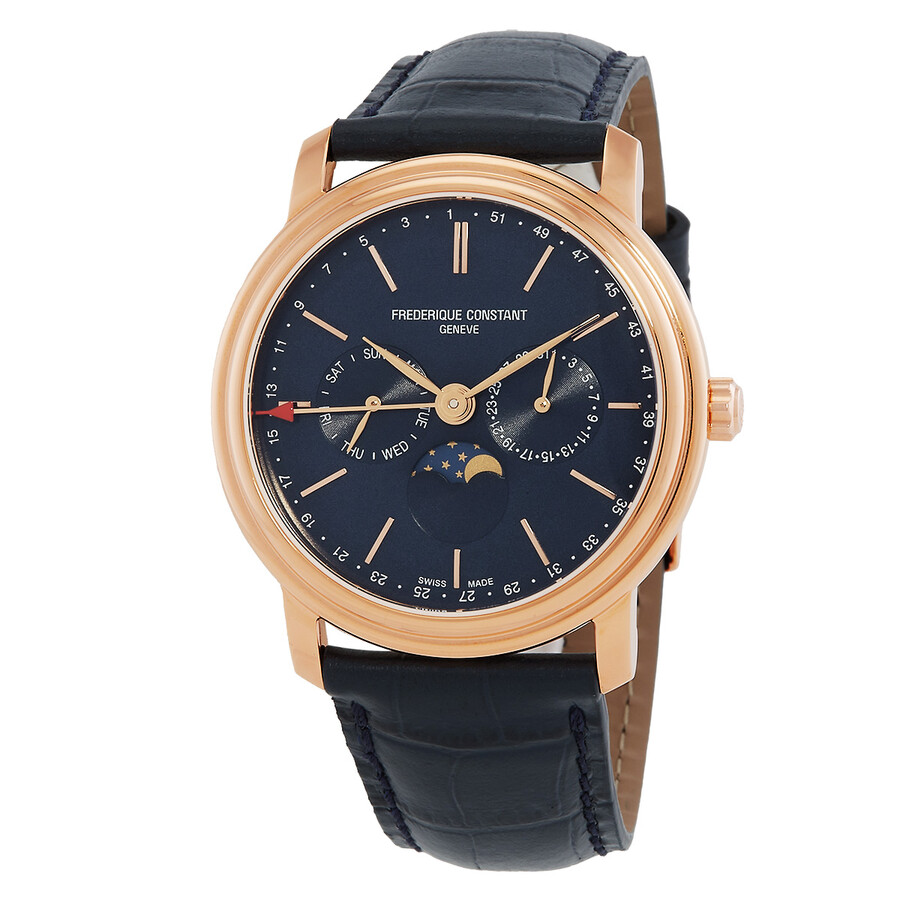 Frederique Constant Classics Quartz Moon Phase Blue Dial Men's Watch FC ...