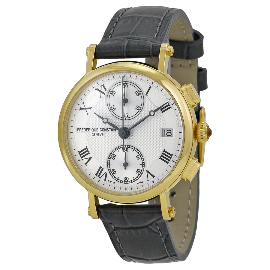 Frederique Constant Classics Silver Dial Chronograph Leather Ladies ...