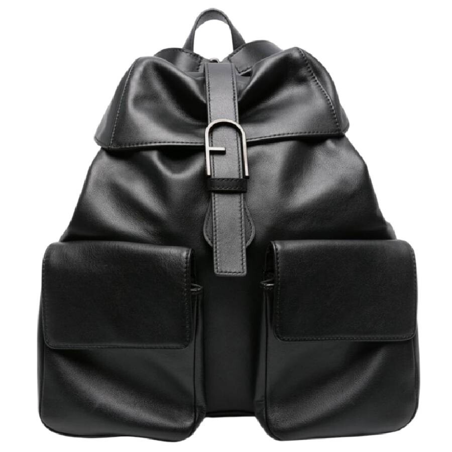 Furla Flow Logo Buckle Flap Closure Leather Backpack ...